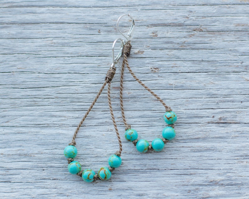 Turquoise Jasper Loop Earrings / Tula Blue ROPE / Freshwater - Etsy