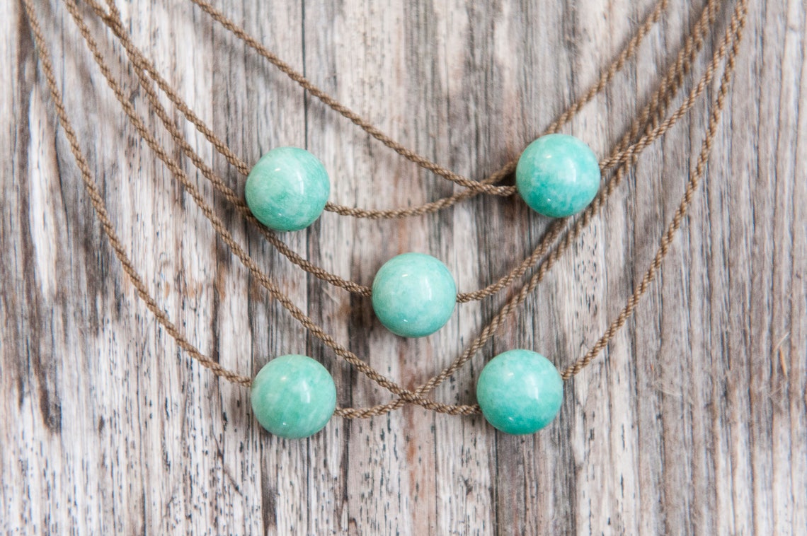 AMAZONITE hand-spun rope necklace / waterproof / kid-proof / | Etsy