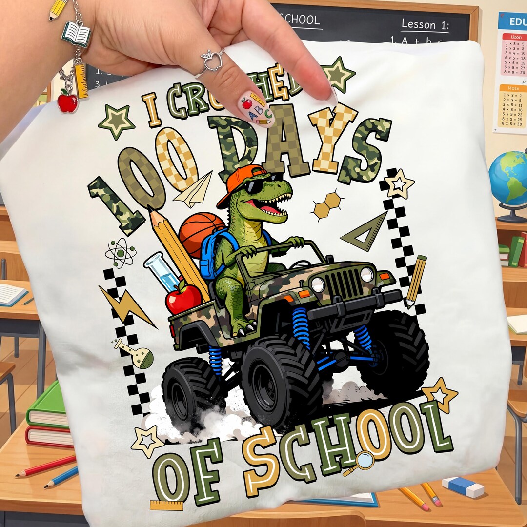100 Days of School Monster Truck Png, 100th Day of School Trex, Monster ...