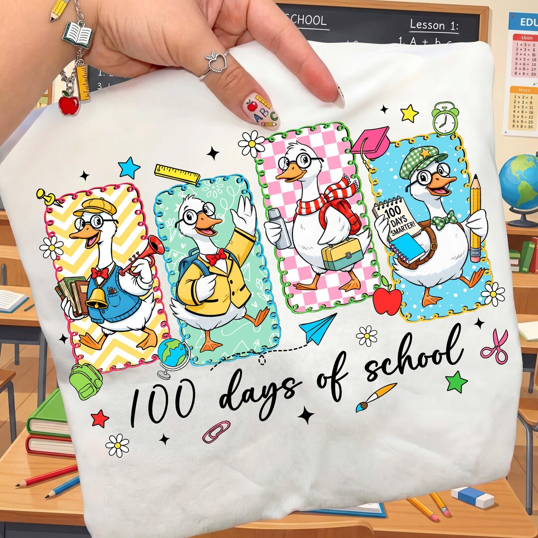 100 Days of School Ducks Png, Cute 100th Day School Celebration Png ...