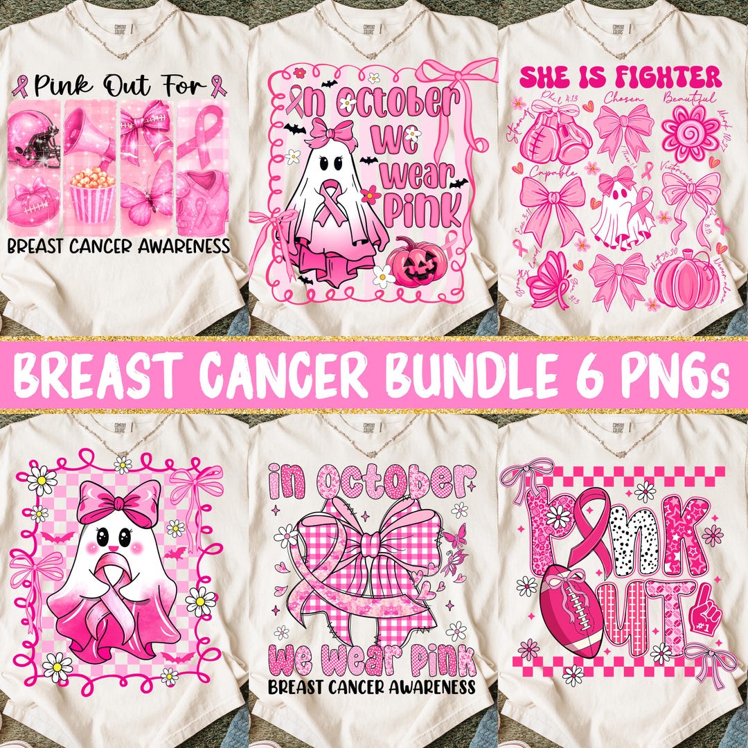 Breast Cancer Bundle Png, in October We Wear Pink Png, Preppy Breast ...