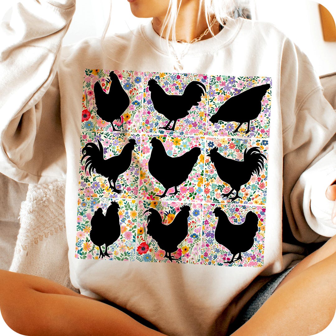 Retro Boho Floral Chicken Farm Png, Chicken Floral Png, Spring Flowers ...