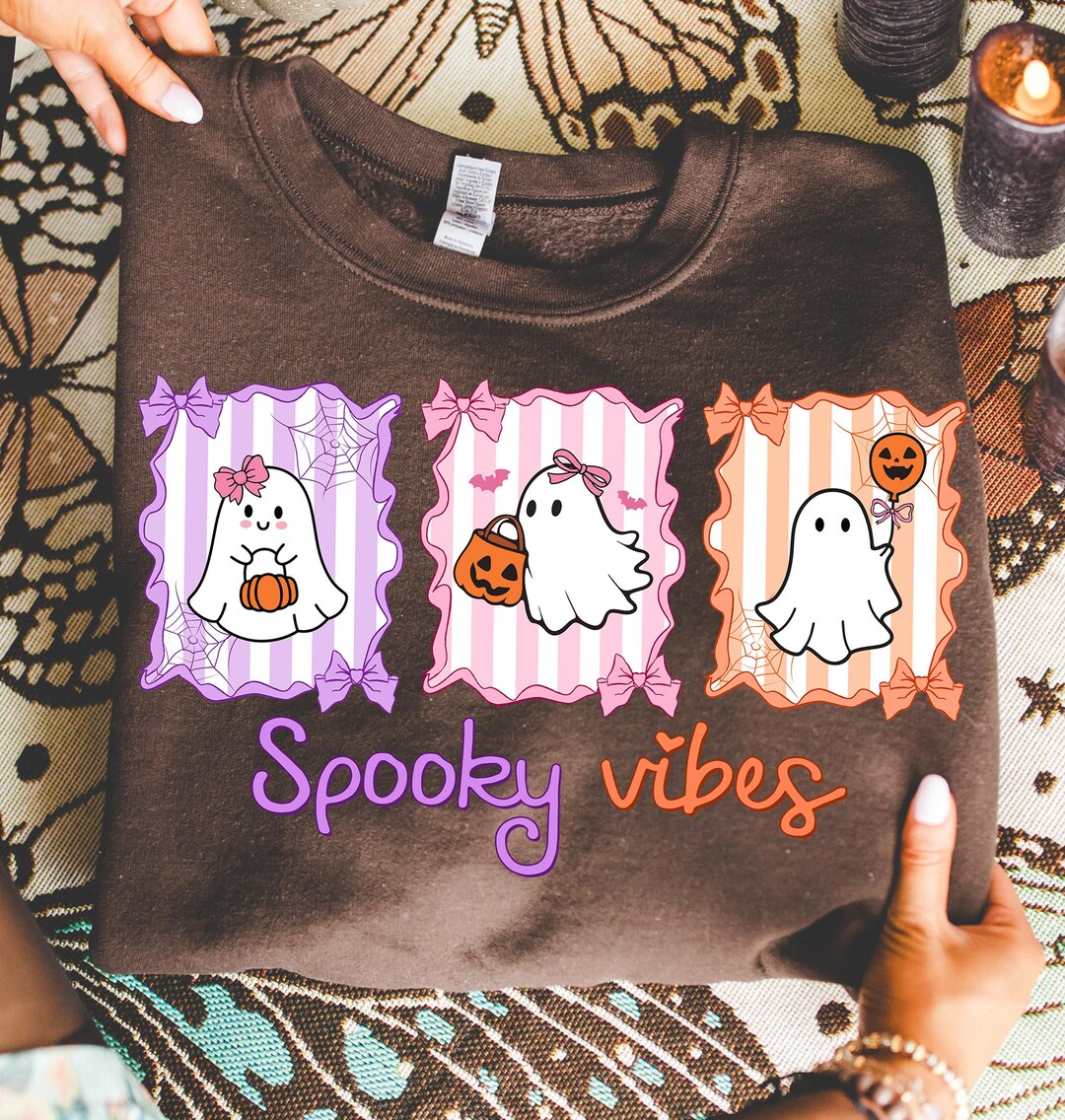 Spooky Vibes Ghost PNG, Cute Halloween Png, Fall Ghost Png, Pastel ...