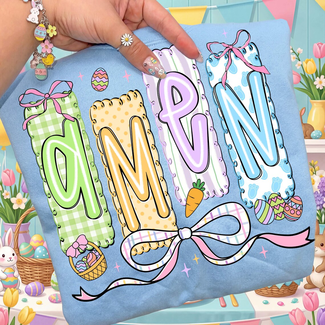 Preppy Amen PNG, Coquette Bow Amen Png, Preppy Easter Png, Amen Png ...