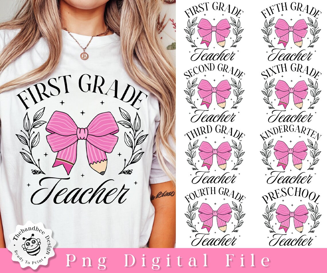Back to School Bundle PNG, Teacher Coquette Pencil Bundle Png, Coquette ...