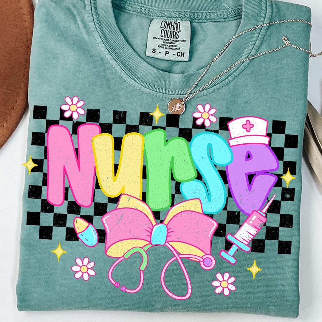 Preppy Nurse Chekered Coquette Png, Floral Nurse Png, Nursing Png Shirt ...