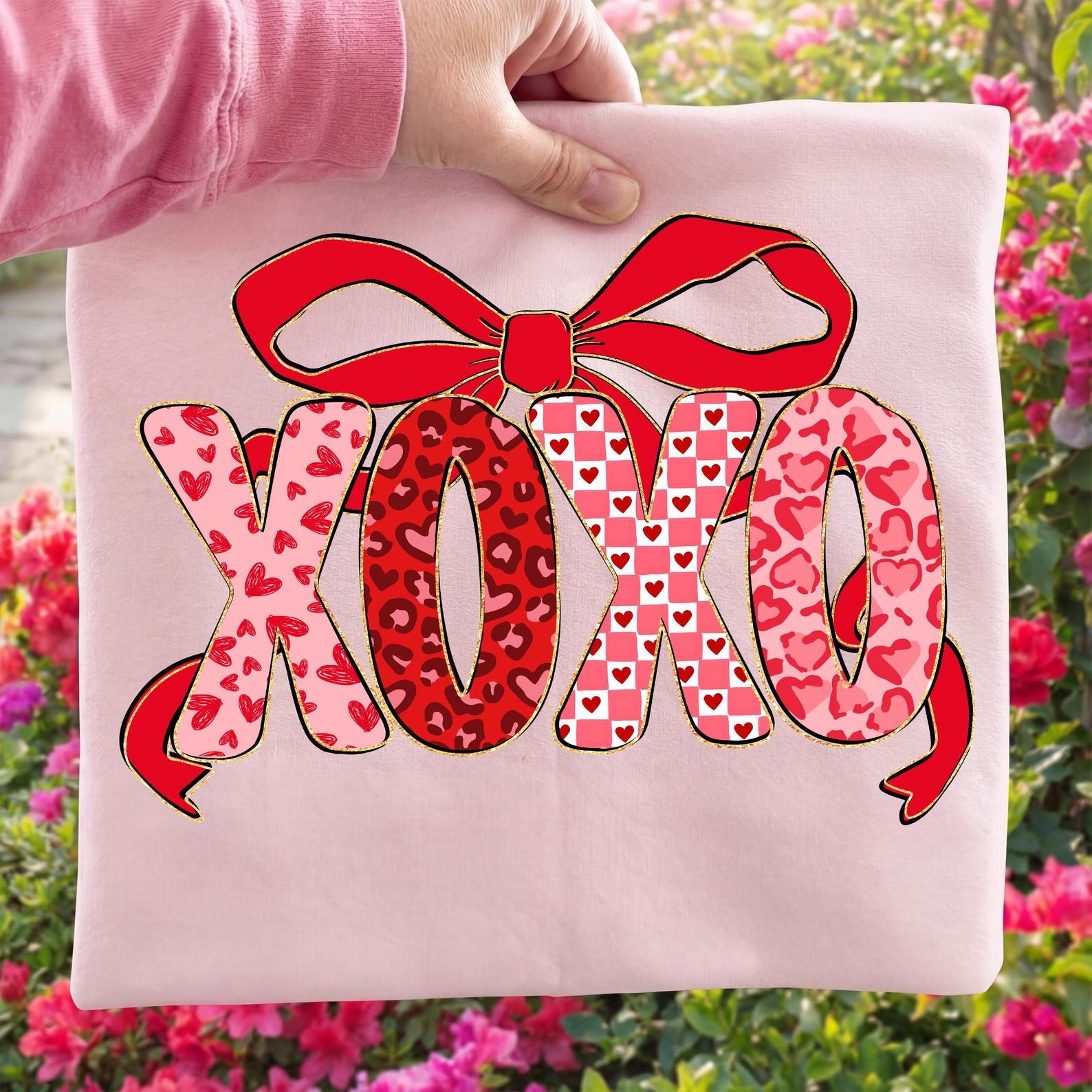 Preppy XOXO Valentine PNG, Pink Red Heart Coquette Design, Valentines ...