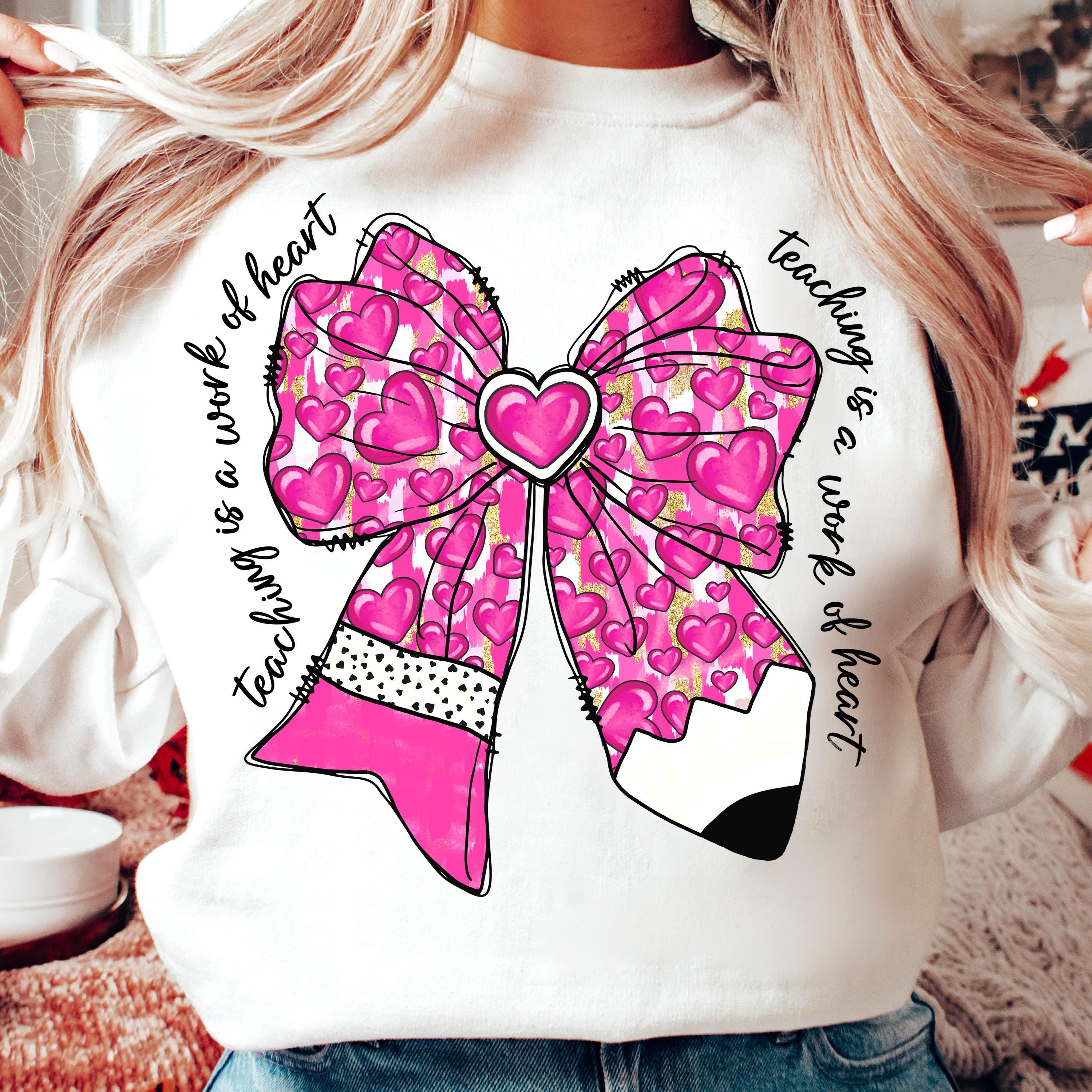 Teacher Valentine Coquette Bow Pencil Png, Glitter Valentine Teacher ...