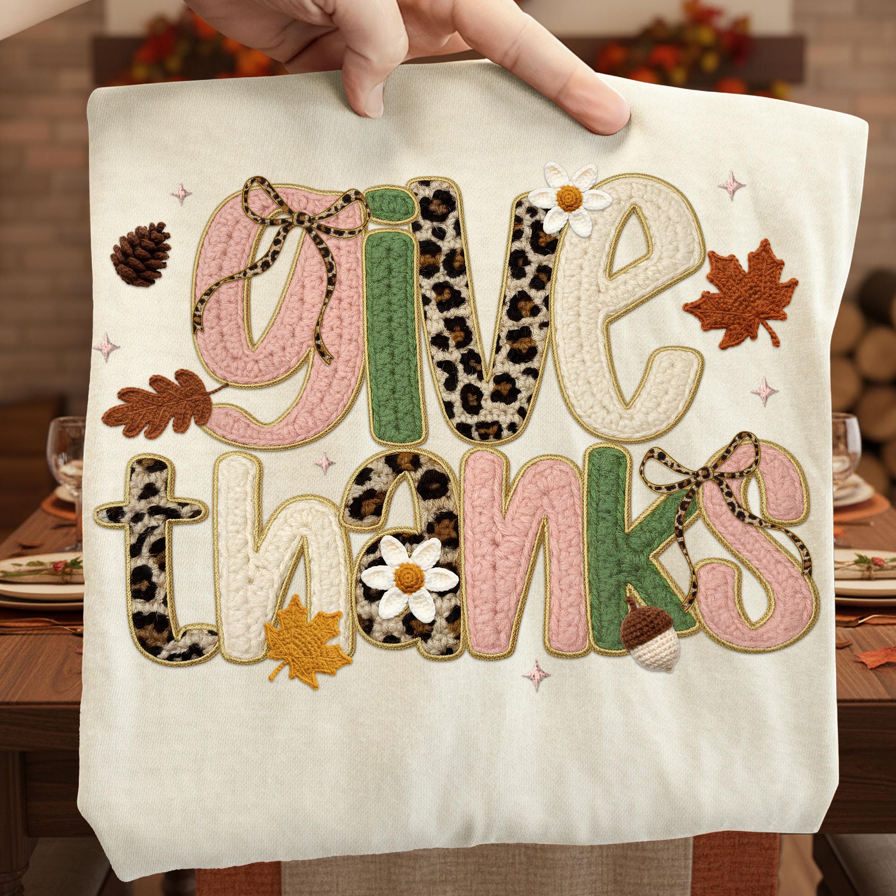 Faux Yarn Give Thanks Png Leopard Fall Give Thanks Coquette Latch Hook ...