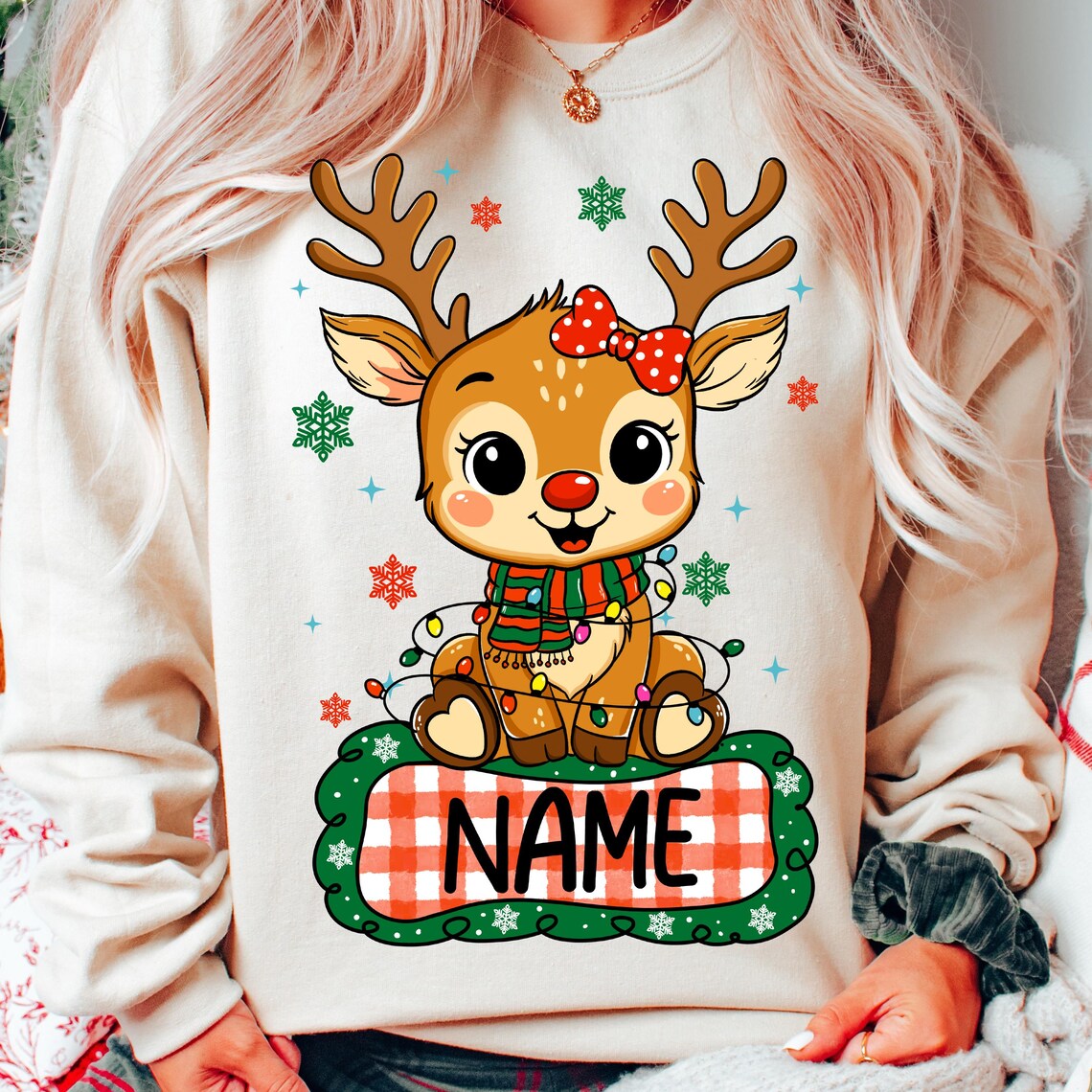 Custom Reindeer Christmas Shirt PNG, Kids Name Reindeer Png ...