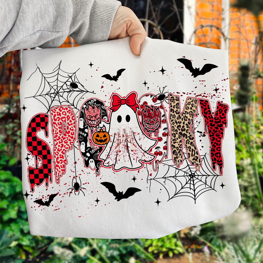 Preppy Halloween Spooky Png, Cute Ghost Halloween Leopard Png, Ghost ...