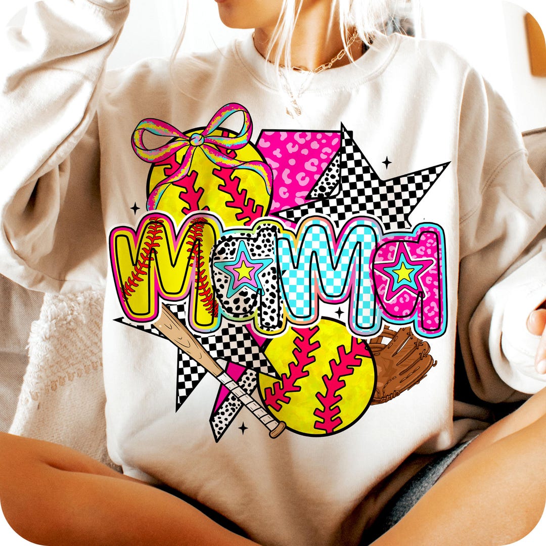 Softball Mama Png, Brushstroke Softball Coquette Png, Preppy Softball ...
