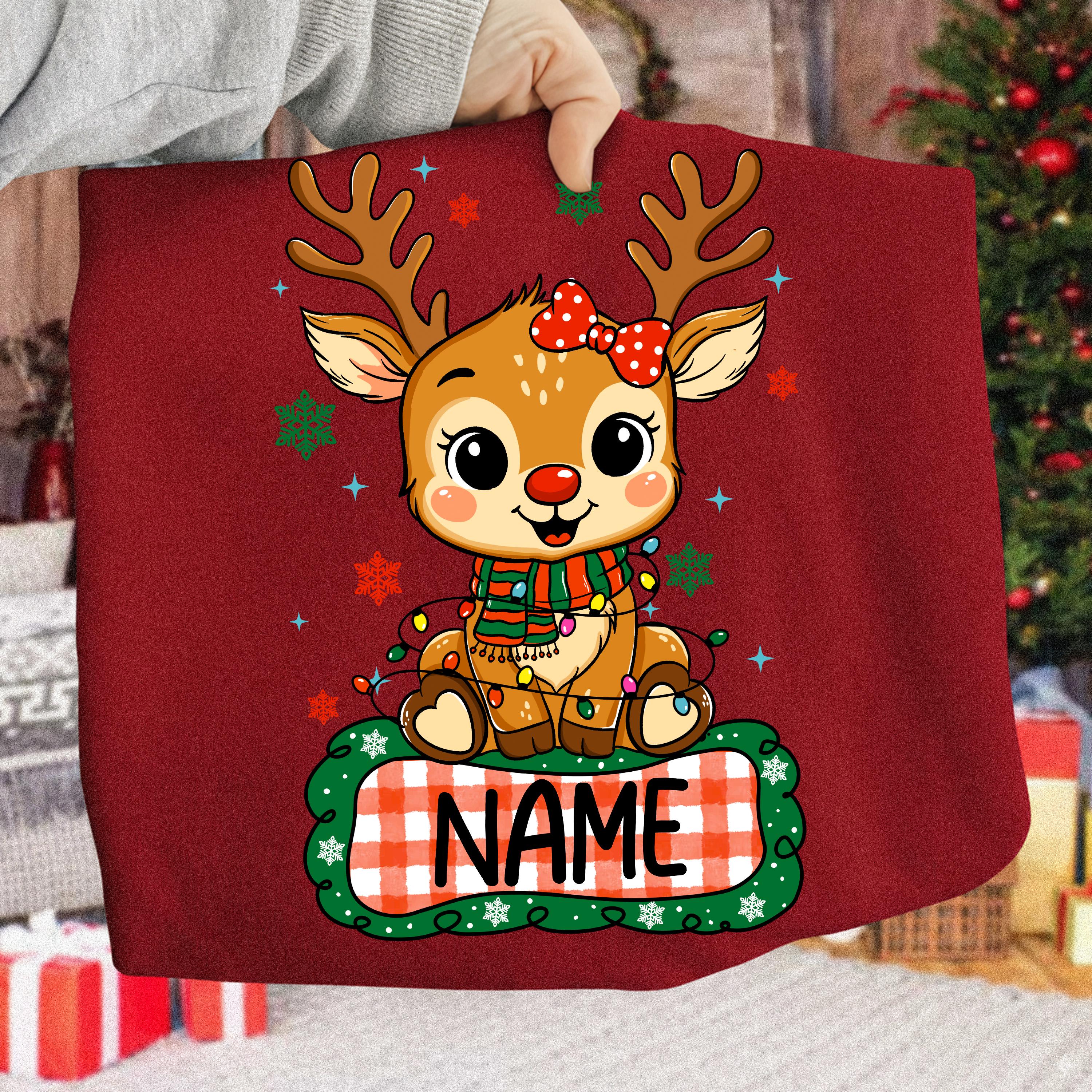 Custom Reindeer Christmas Shirt PNG, Kids Name Reindeer Png ...