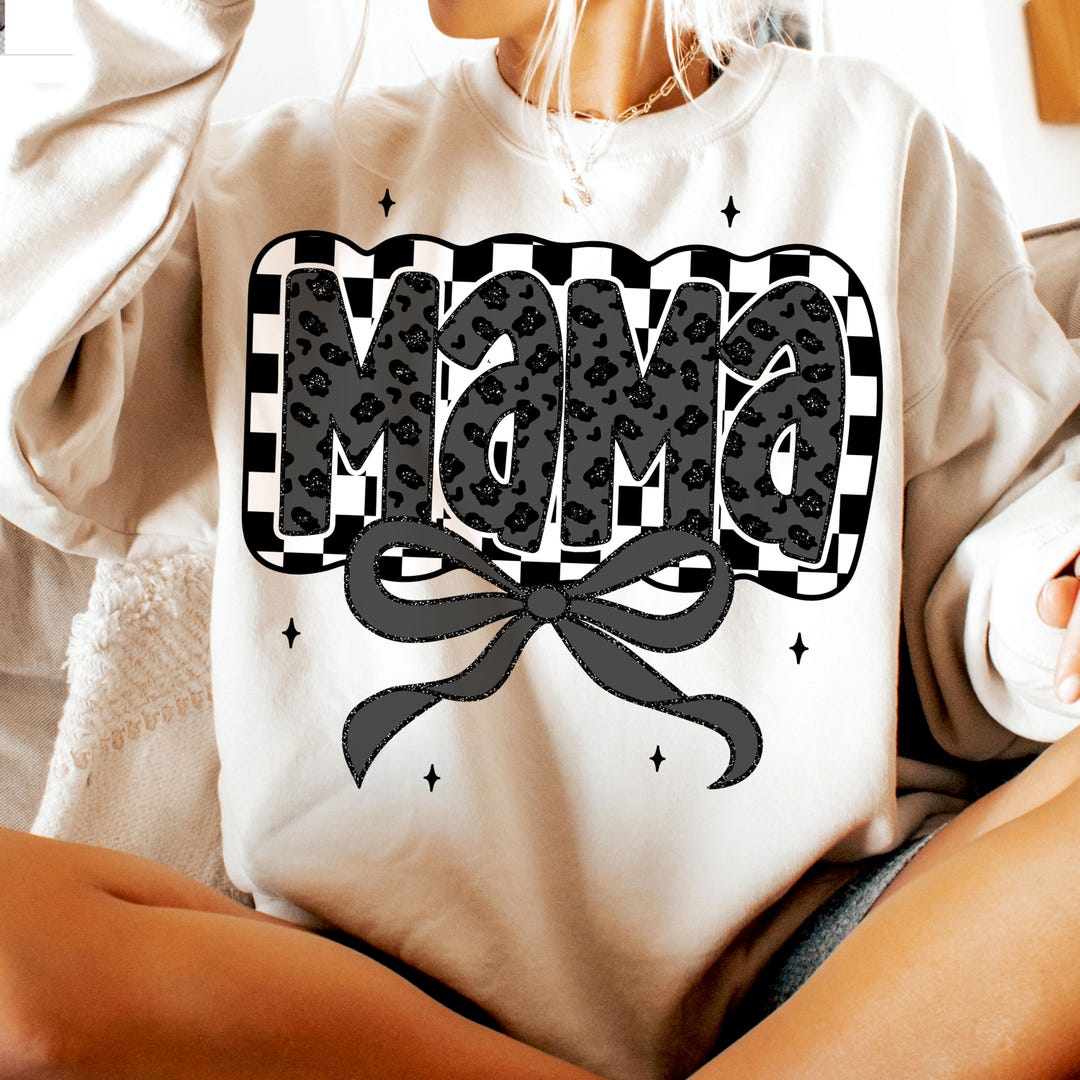 Retro Mama Checkered Bow Png, Mama Bow Png, Coquette Mama Leopard Png ...