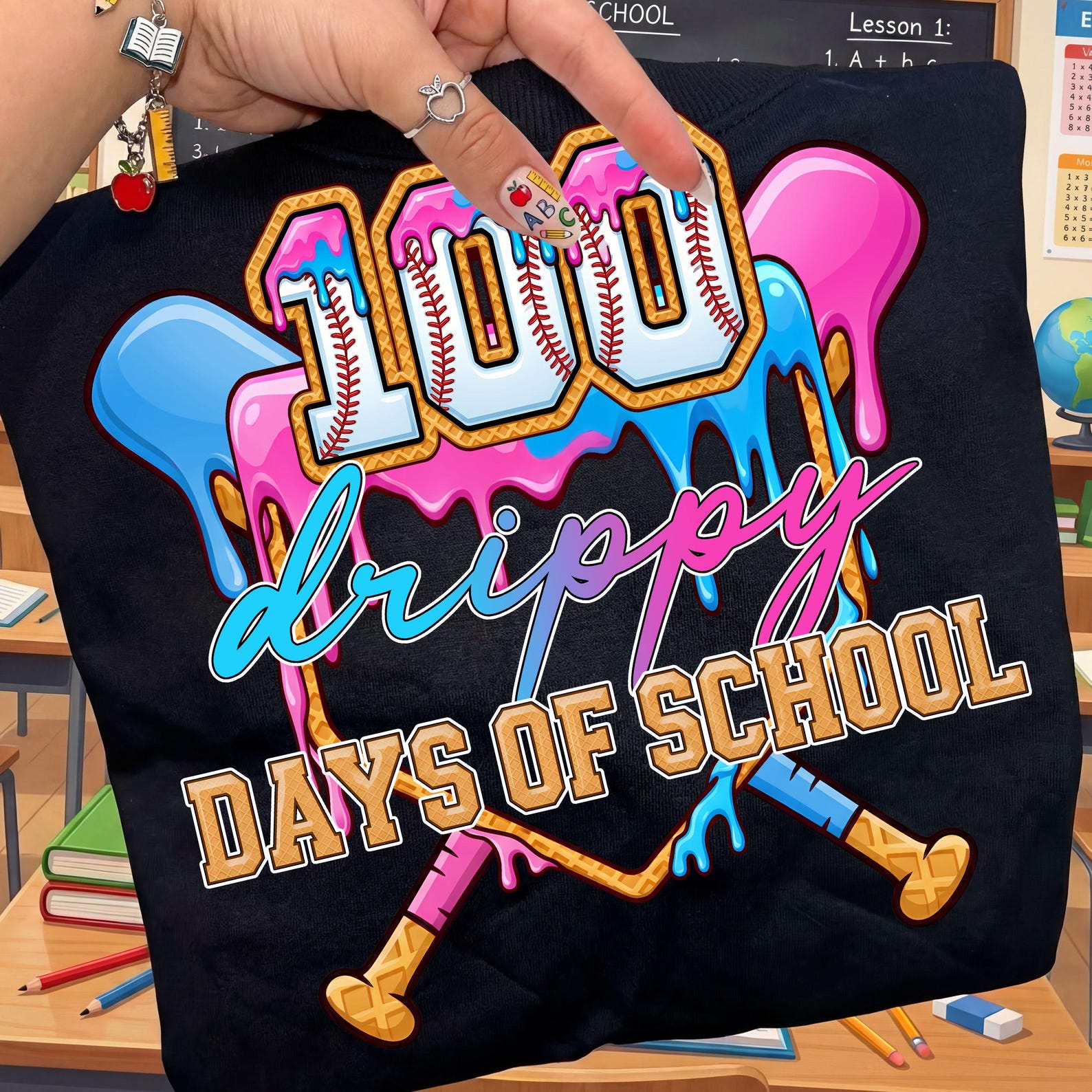 100 Drippy Days of School Png, Baseball Ice Cream Png, Funny Boys Kids ...
