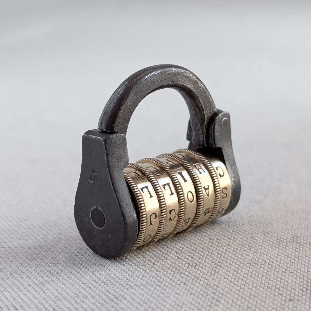 Antique Combination Padlock, Rare Old French Victorian Lock, 5 Wheels ...