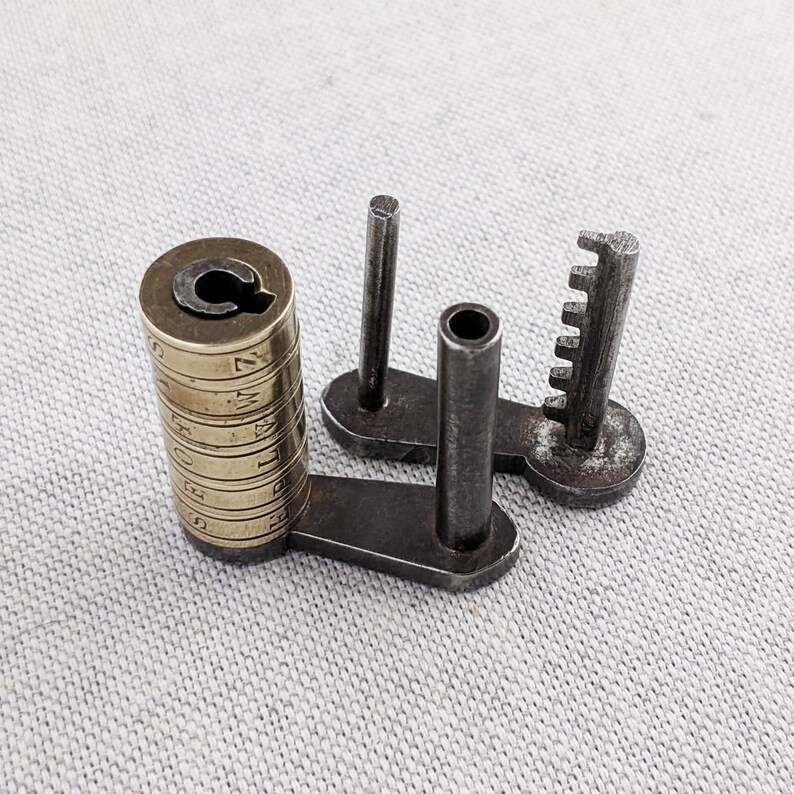 Very Rare Antique Victorian Combination Padlock With 6 Wheels Word Code ...