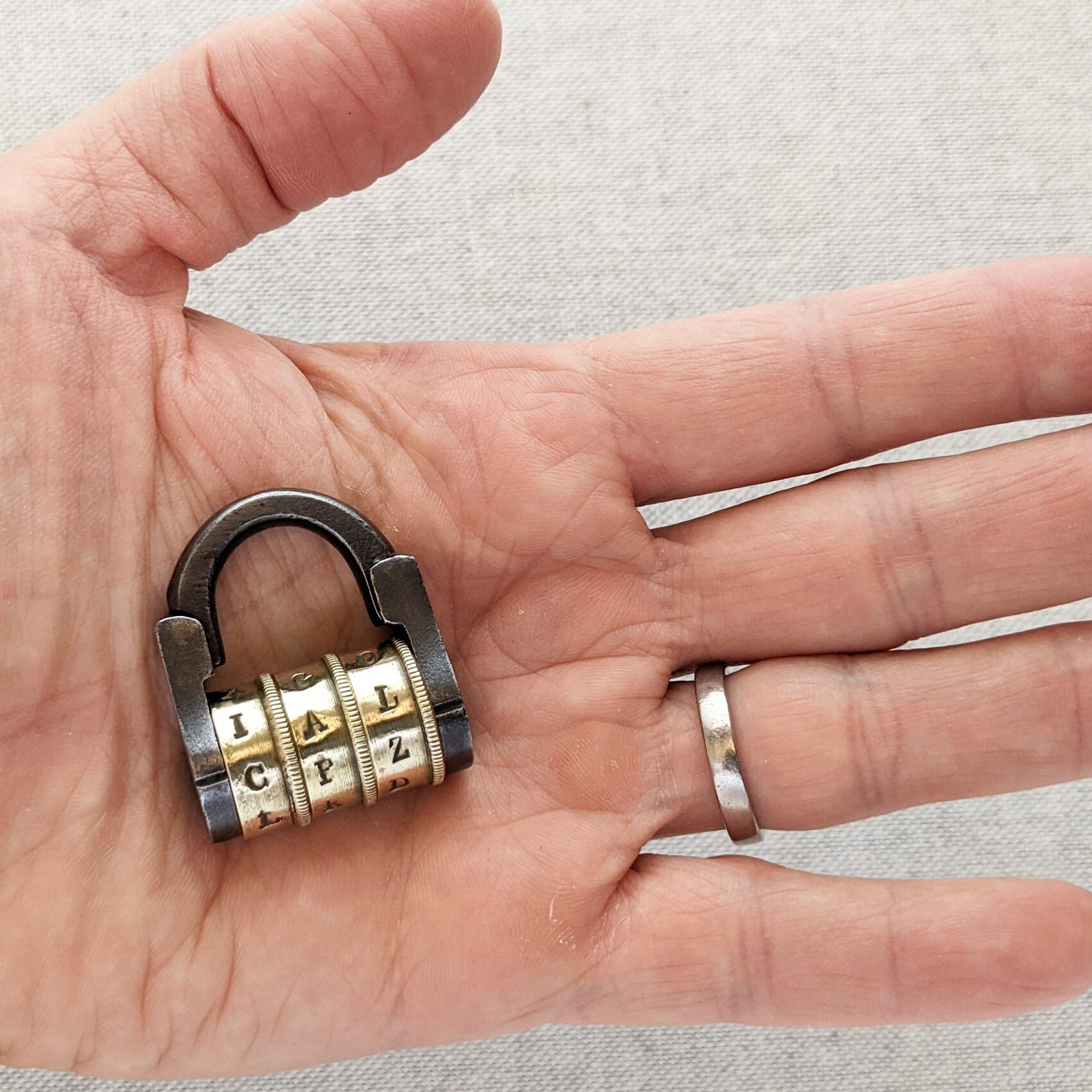 Antique Victorian Combination Padlock With 3 Wheels Word Code Barrel ...