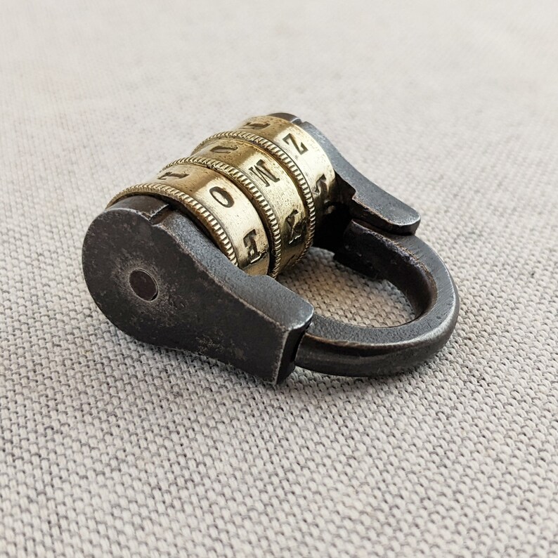 Antique Victorian Combination Padlock With 3 Wheels Word Code Barrel ...