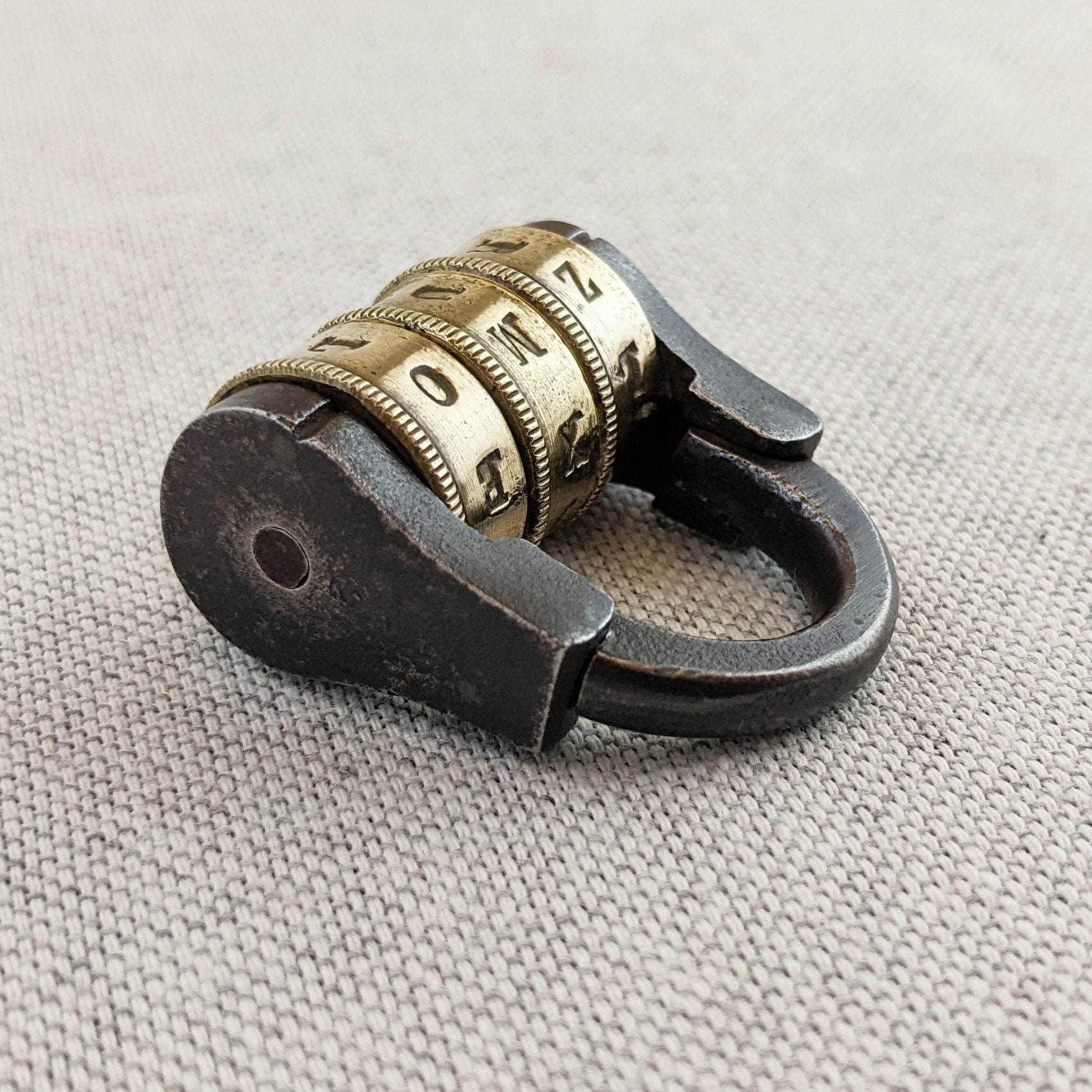 Antique Victorian Combination Padlock With 3 Wheels Word Code Barrel ...