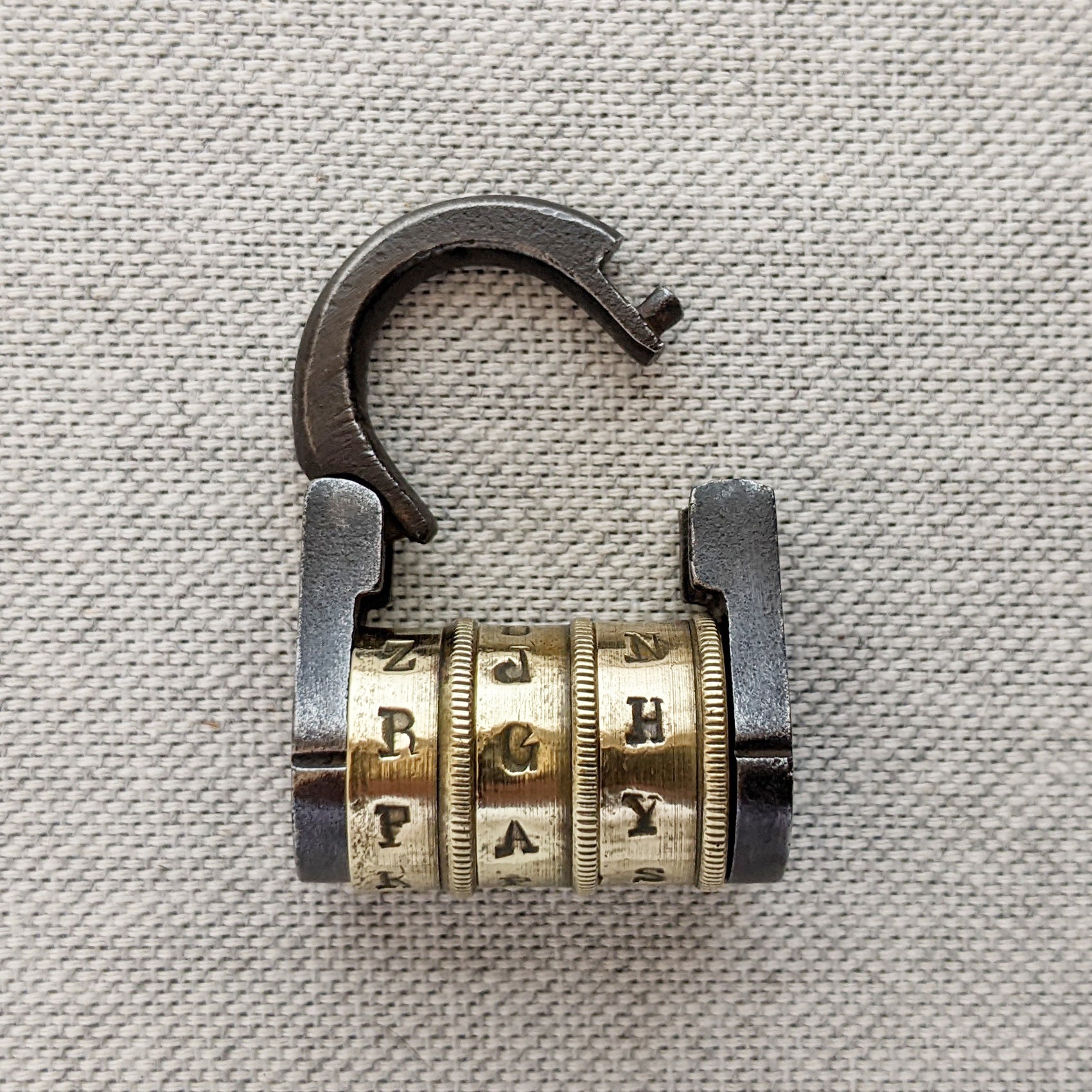 Antique Victorian Combination Padlock With 3 Wheels Word Code Barrel ...