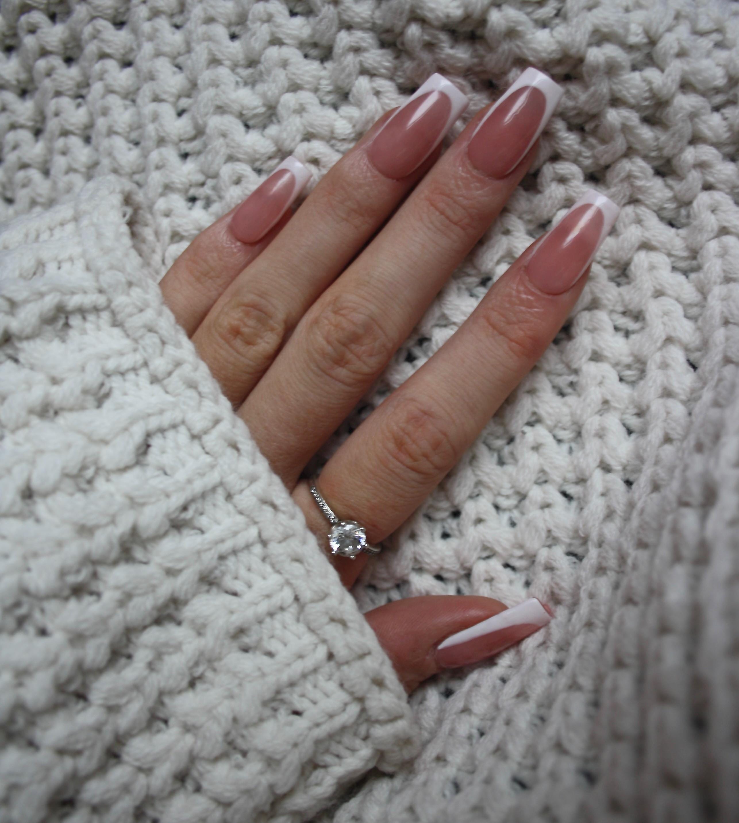 Classic Medium Square French Tip Press on Nails - Etsy