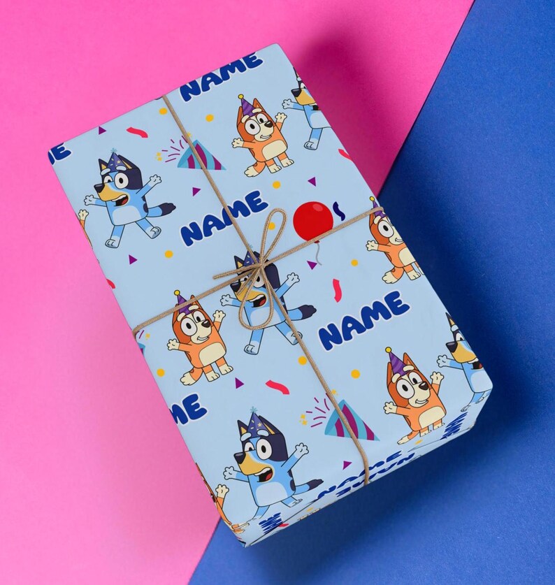 Birthday Wrapping Papers Bluey Bingo Party Gift Wrap, Customizable ...
