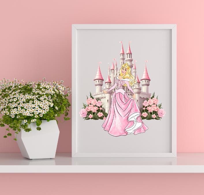 Disney Princess Castle Watercolor Digital Prints Nursery Playroom Kids ...