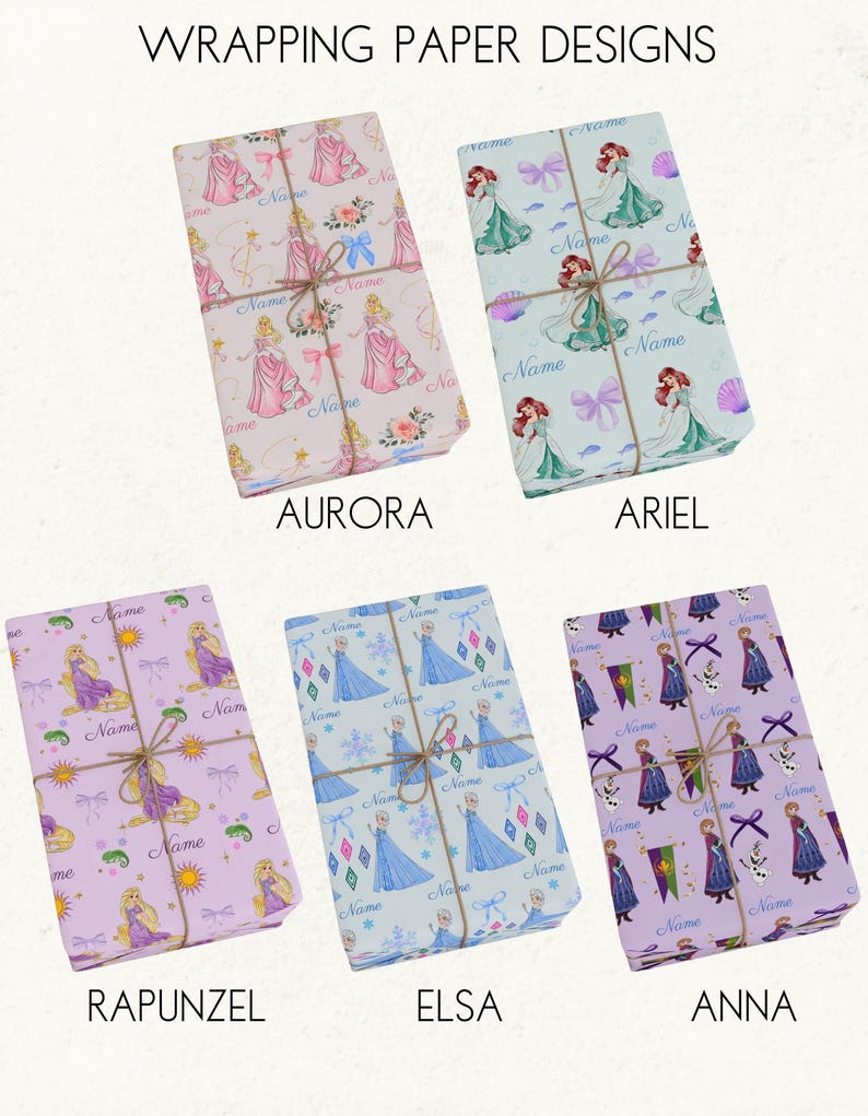 Disney Princess Wrapping Paper Custom Personalized Disney Princess ...
