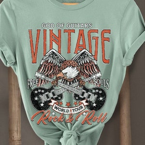 Classic Retro Vintage Rock N Roll Short Sleeve Band Graphic T-shirt Tee ...