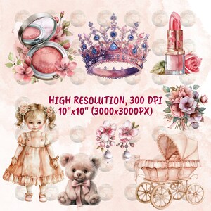 Watercolor Coquette Clipart Bundle, Pink Girly Graphics (58 PNG) - Etsy