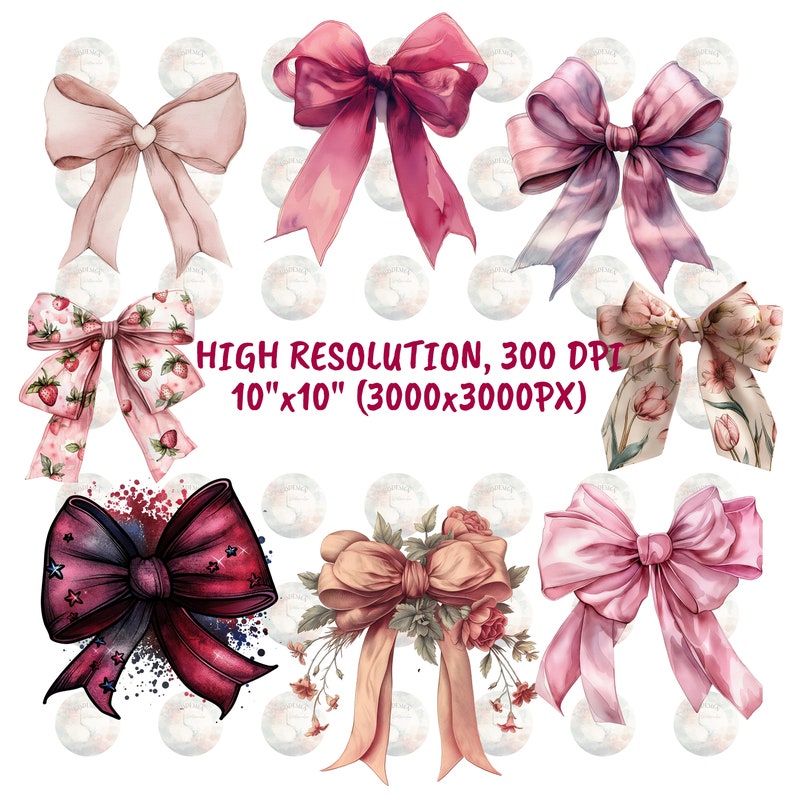 60 Watercolor Cute Bows Clip Art, Baby Girl Cute Pink Bow Clipart, Pink ...