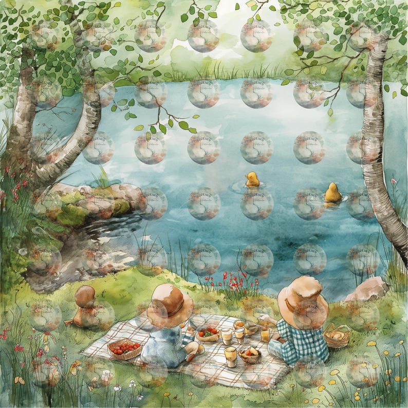 Picnic Basket Watercolor Clipart Png, Summer Picnic Png, Commercial Use ...