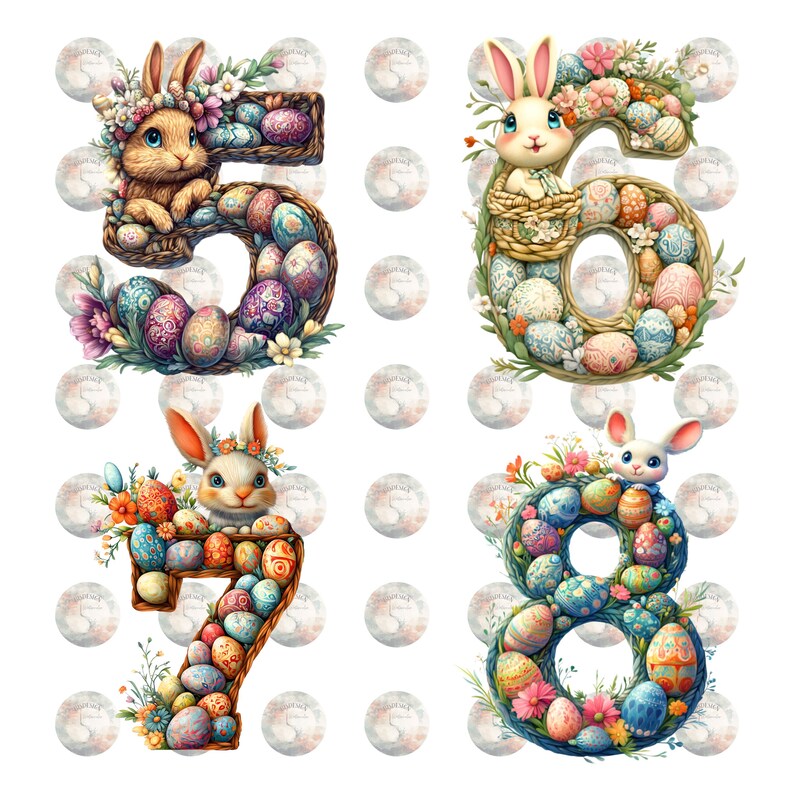 Easter Egg Alphabet Clipart, Bunny Letters, Doodle Font (PNG Digital ...