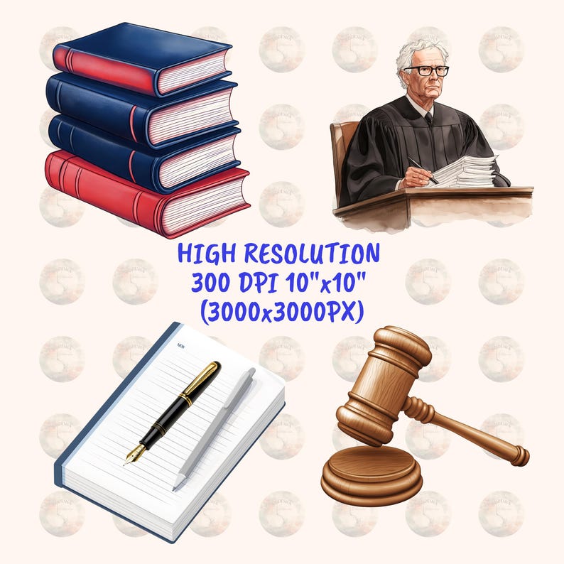 30 Lawyer Watercolor Clipart, Justice Bundle, Courtroom Lawyer Png ...
