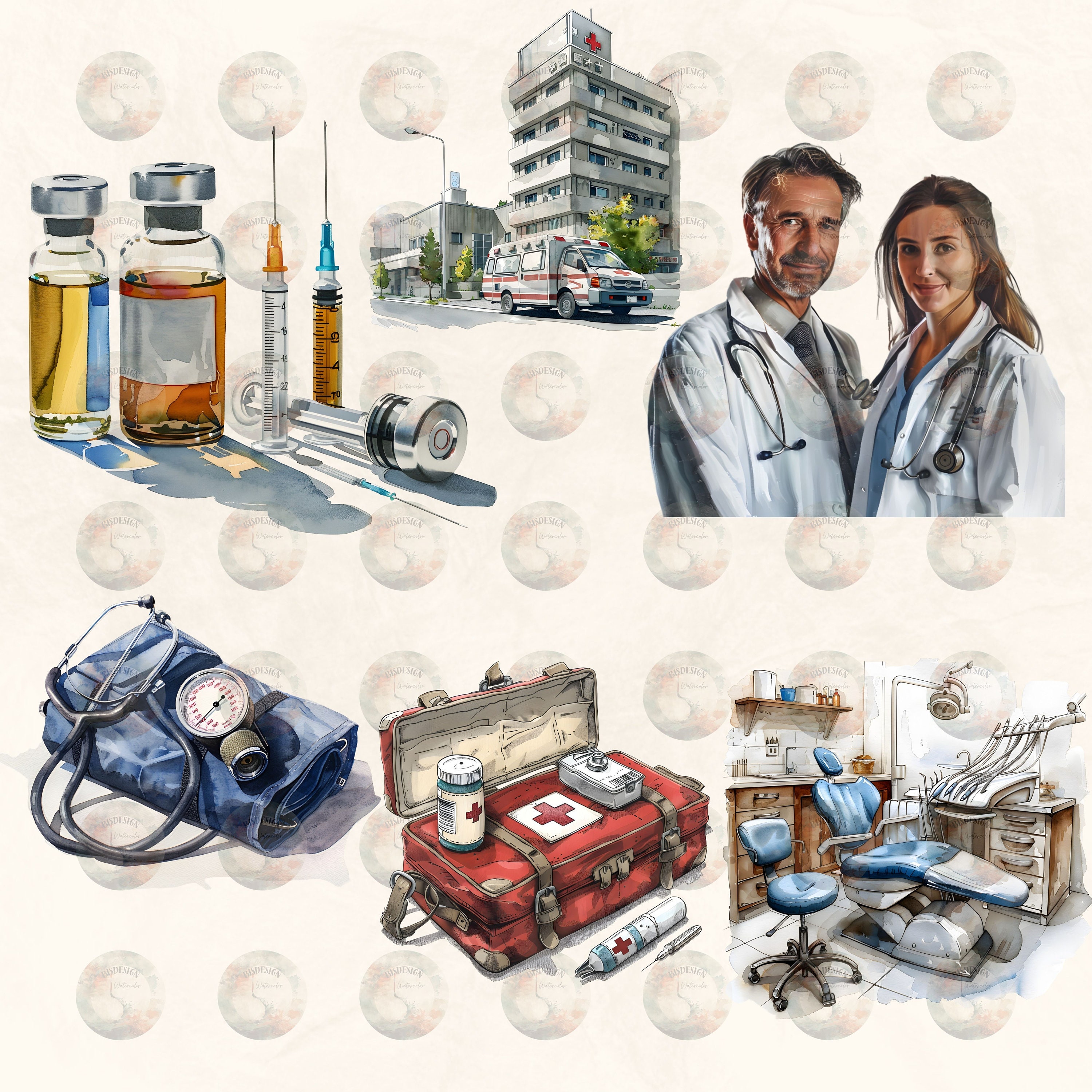 Medicine Watercolor Clipart, Nurse and Doctor Clipart, Medical Png ...