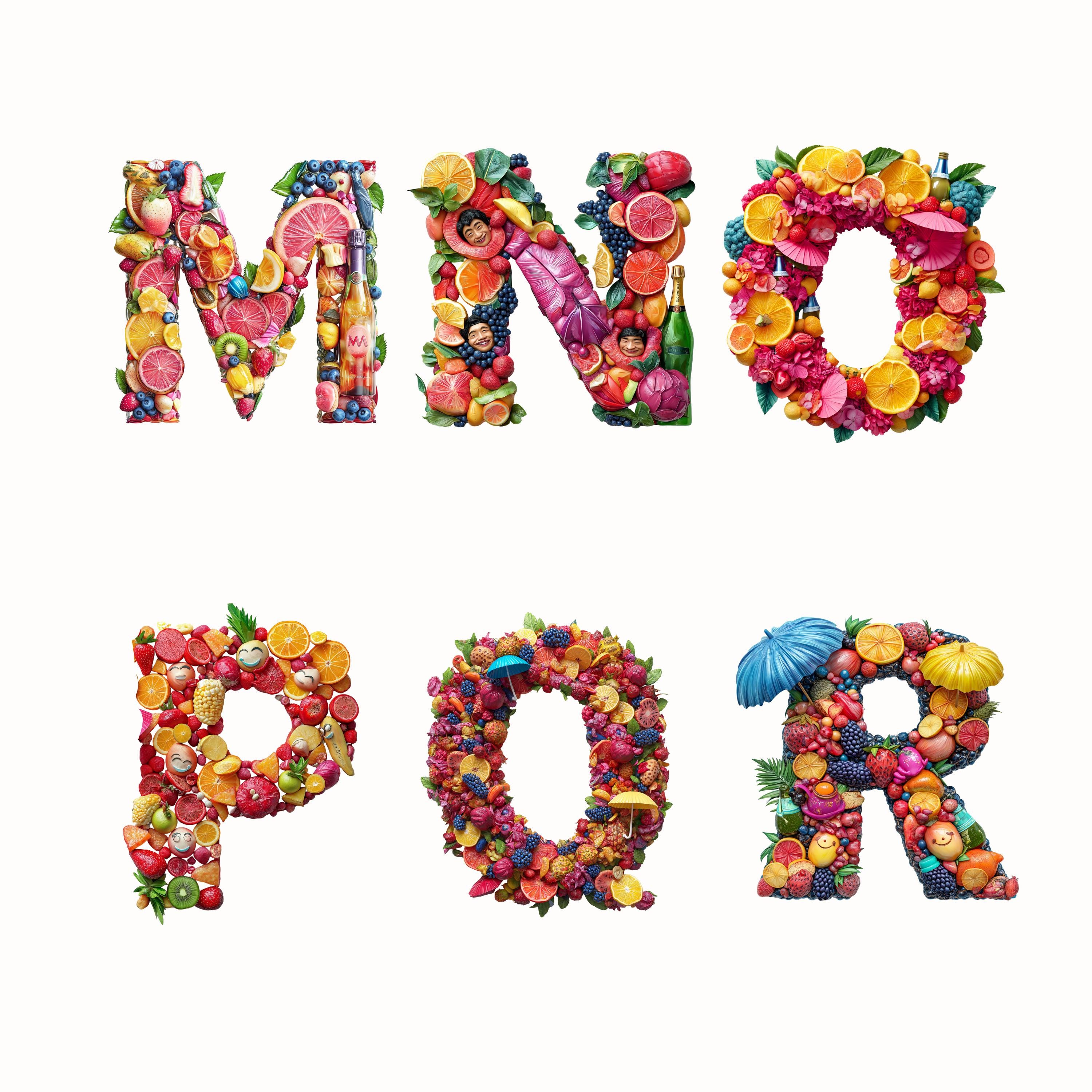 Watercolor Fruits and Tropical Alphabet Bundle, Digital Alphabet Fruits ...