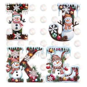 Christmas Snowman Alphabet Clipart, Letters and Numbers Clipart Png ...