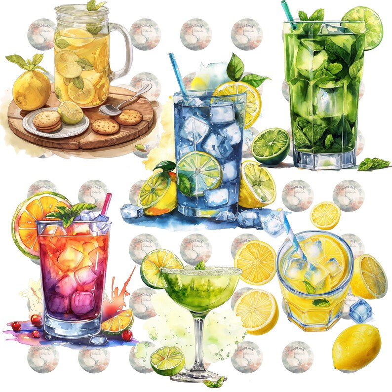 Watercolor Lemonade Clipart, Summer Drink PNG (40 Files) - Etsy