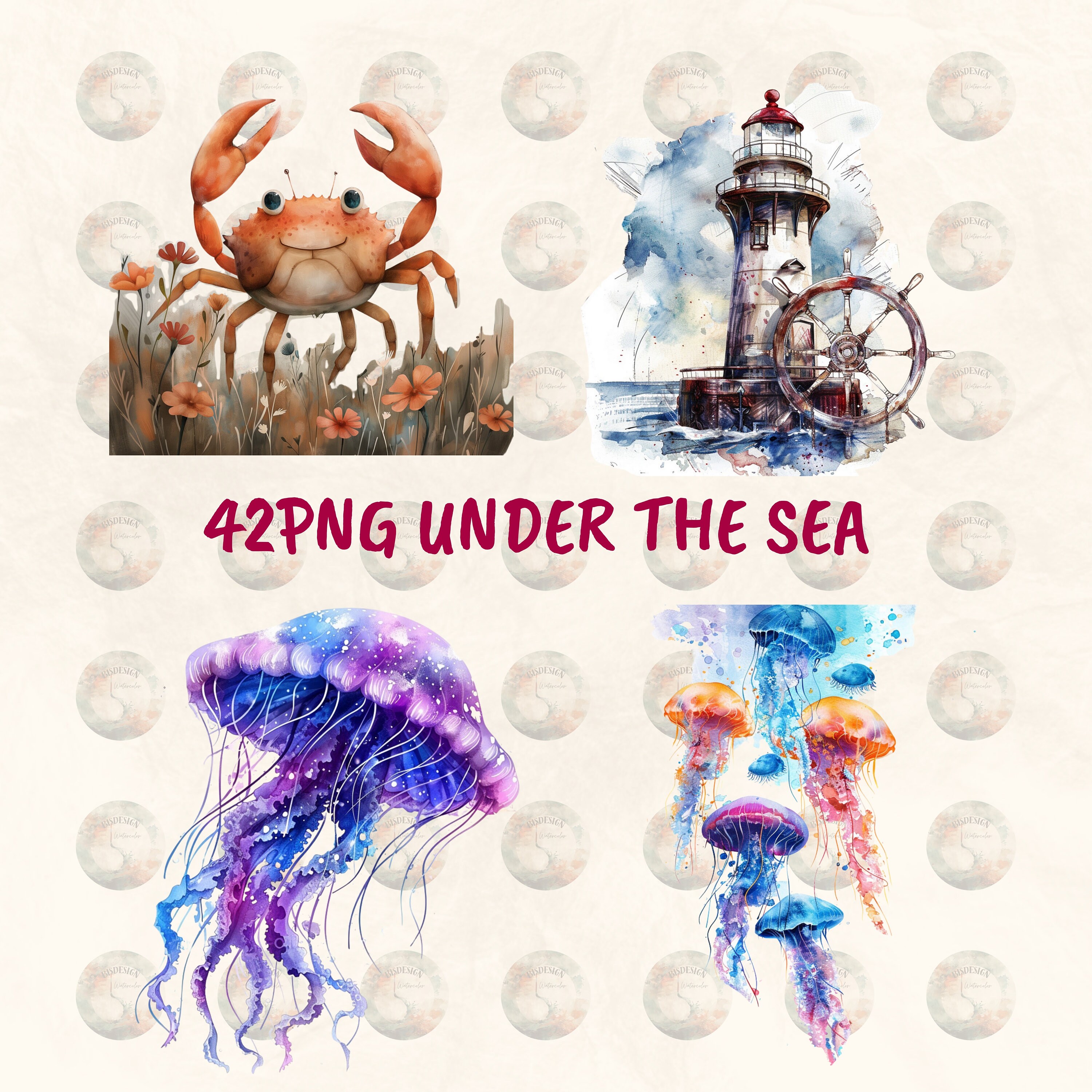 Watercolor Under the Sea Clipart, Watercolor Tropical Ocean Clipart ...