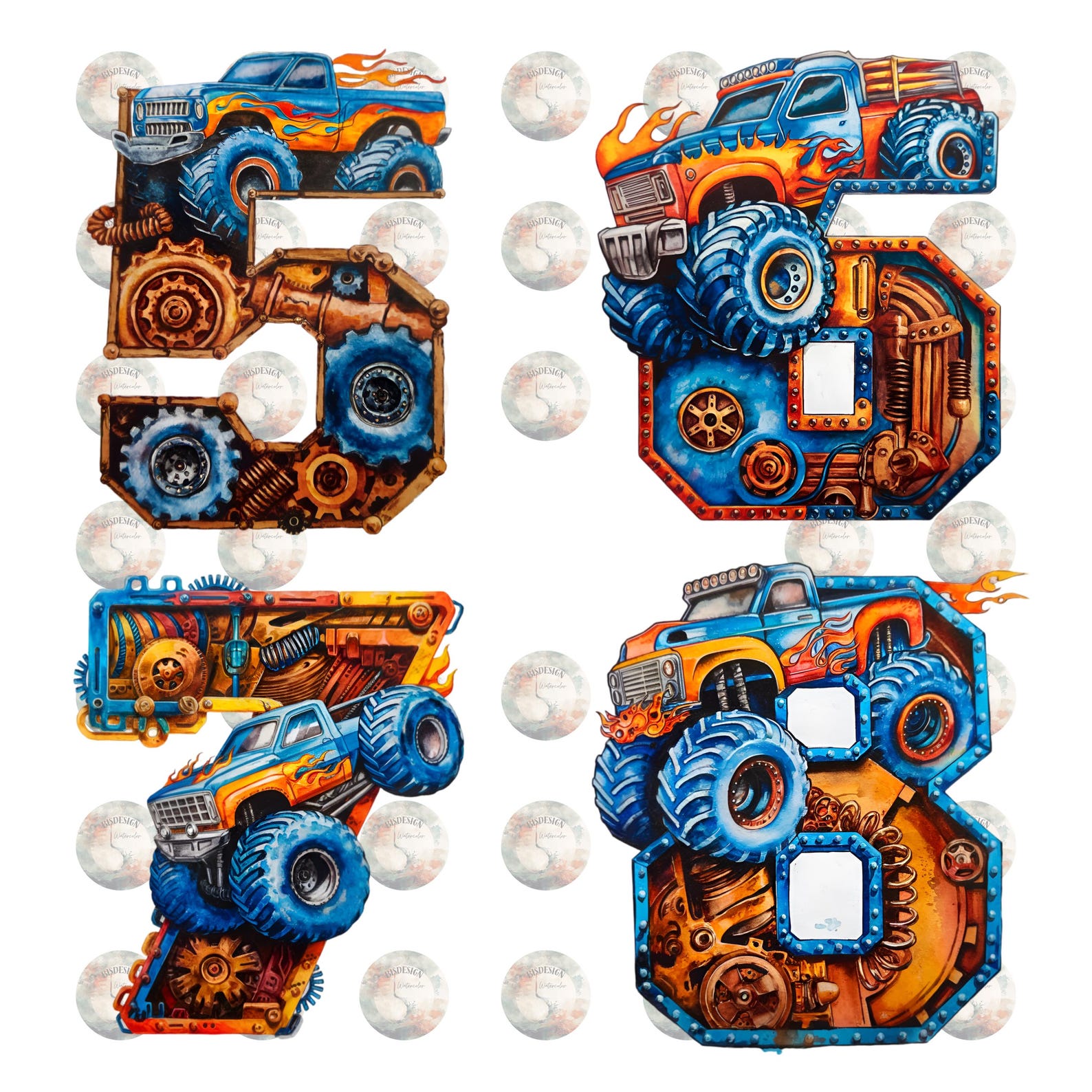 Monster Truck Alphabet Font Png Clipart Bundle, Monster Truck Letter ...