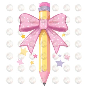 Coquette Pencil With Pink Bow Png, Trending Back to School Now Png ...