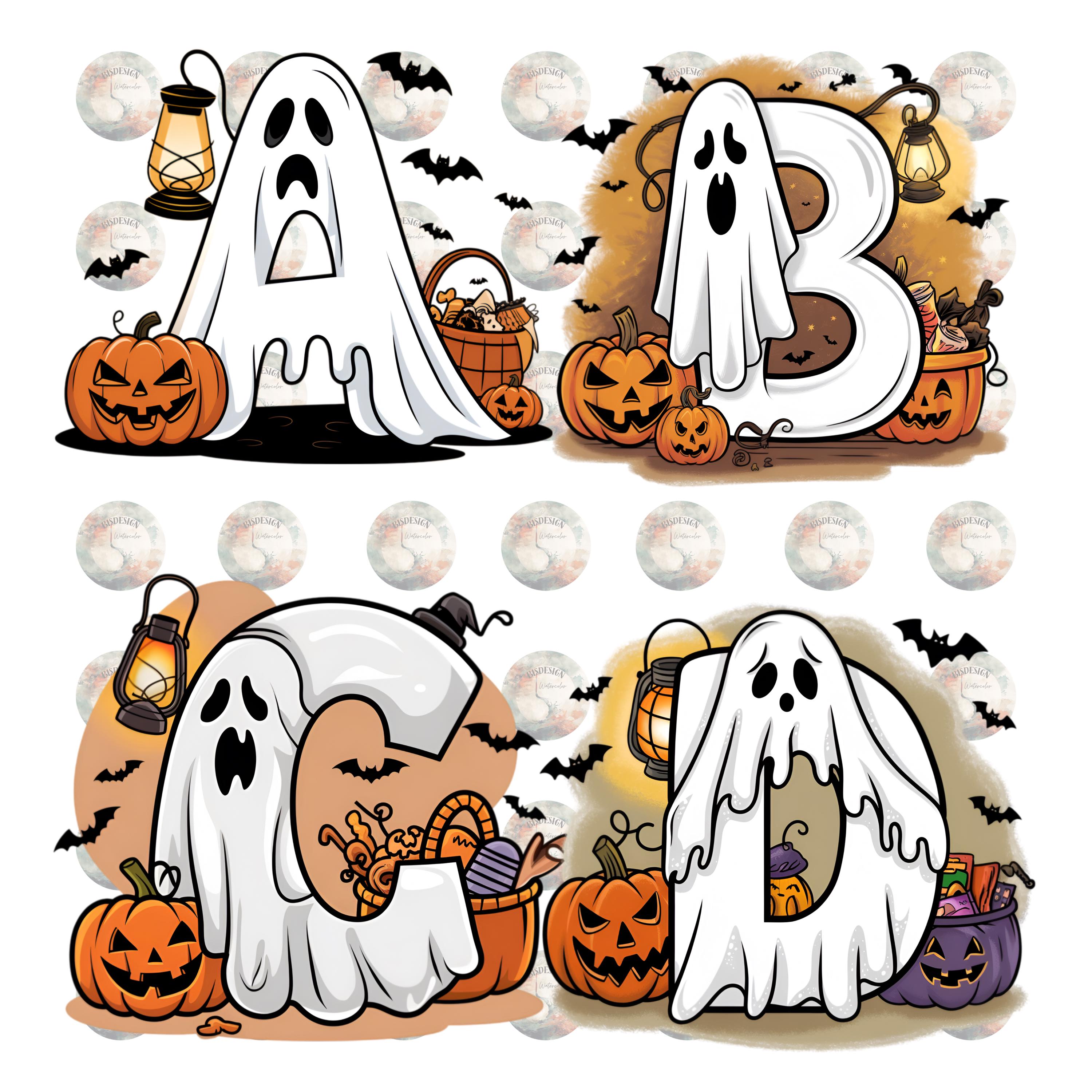 Halloween Ghost Alphabet Letters Cliparts Png, Halloween Ghost Png Sets ...