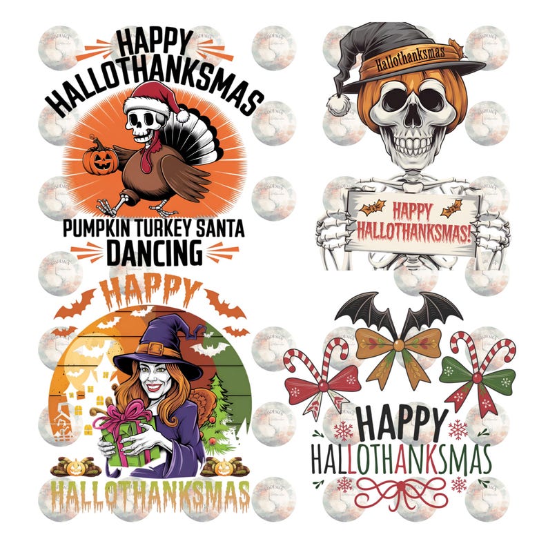 41 Happy Hallothanksmas Clipart Bundle PNG, Halloween Thanksgiving ...