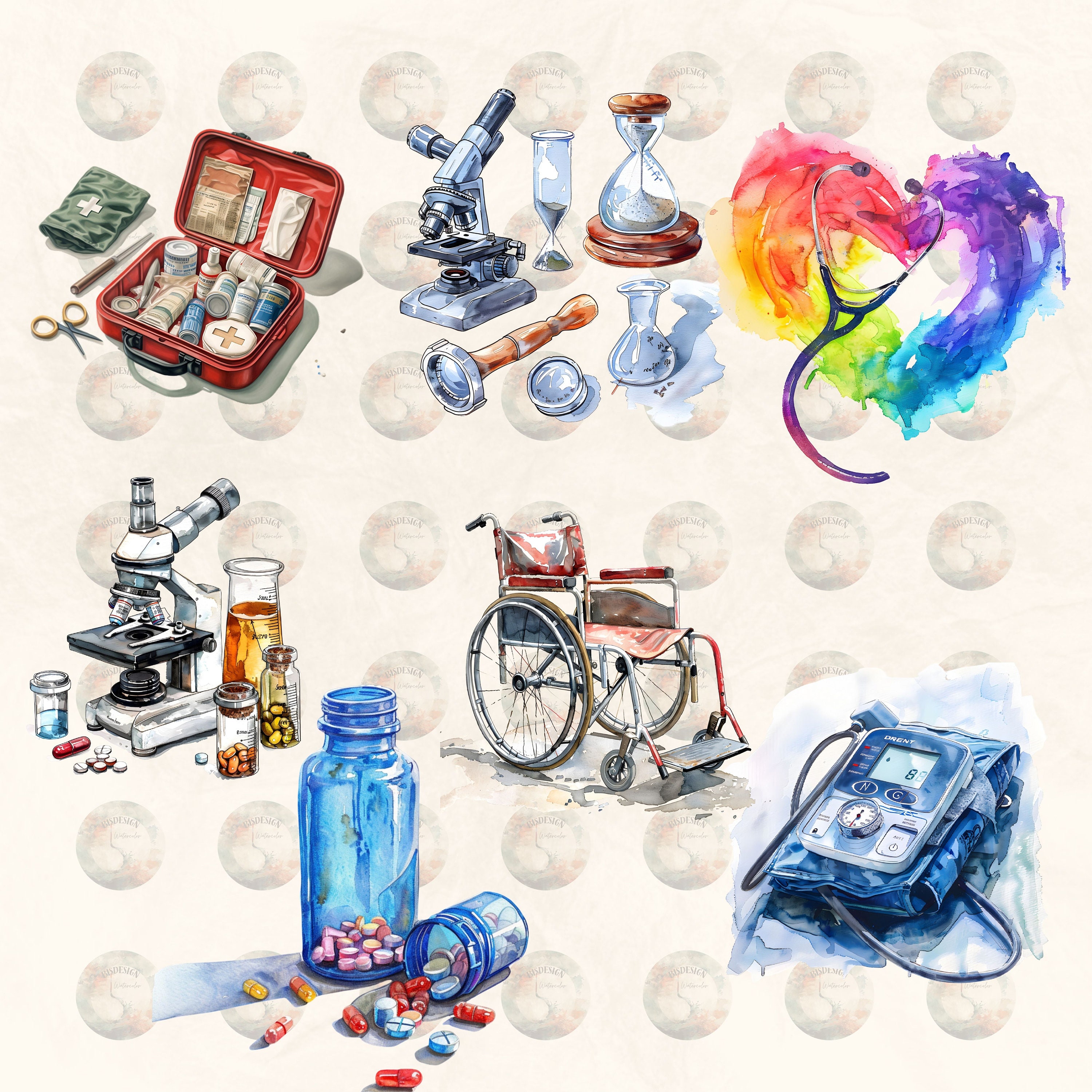 Medicine Watercolor Clipart, Nurse and Doctor Clipart, Medical Png ...