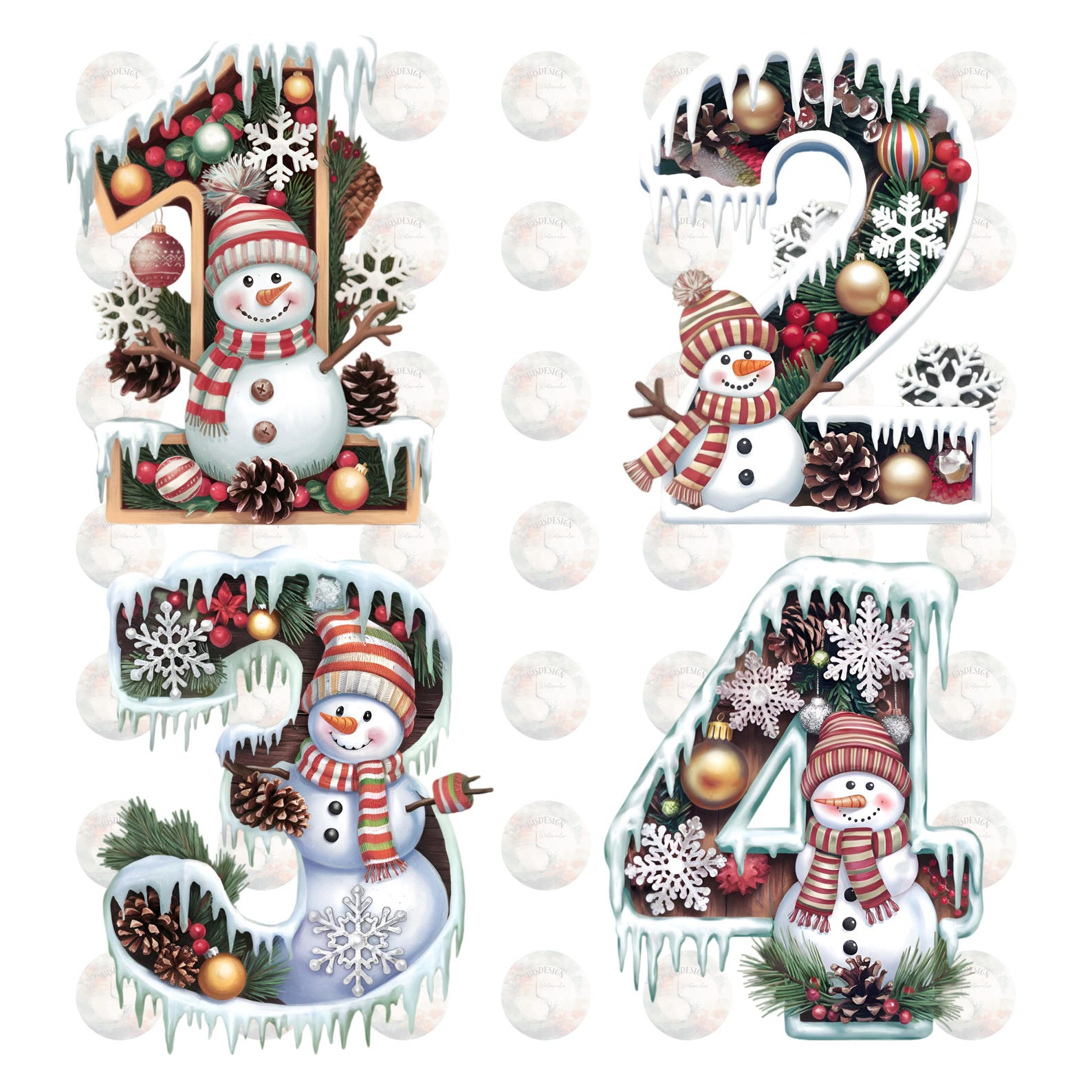 Christmas Snowman Alphabet Clipart, Letters and Numbers Clipart Png ...