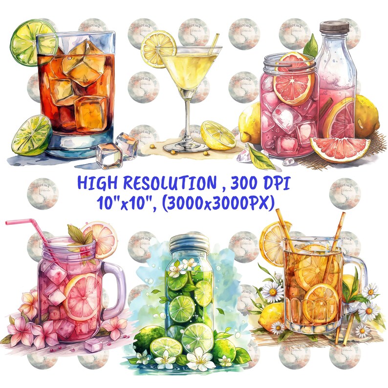 Watercolor Lemonade Clipart, Summer Drink PNG (40 Files) - Etsy