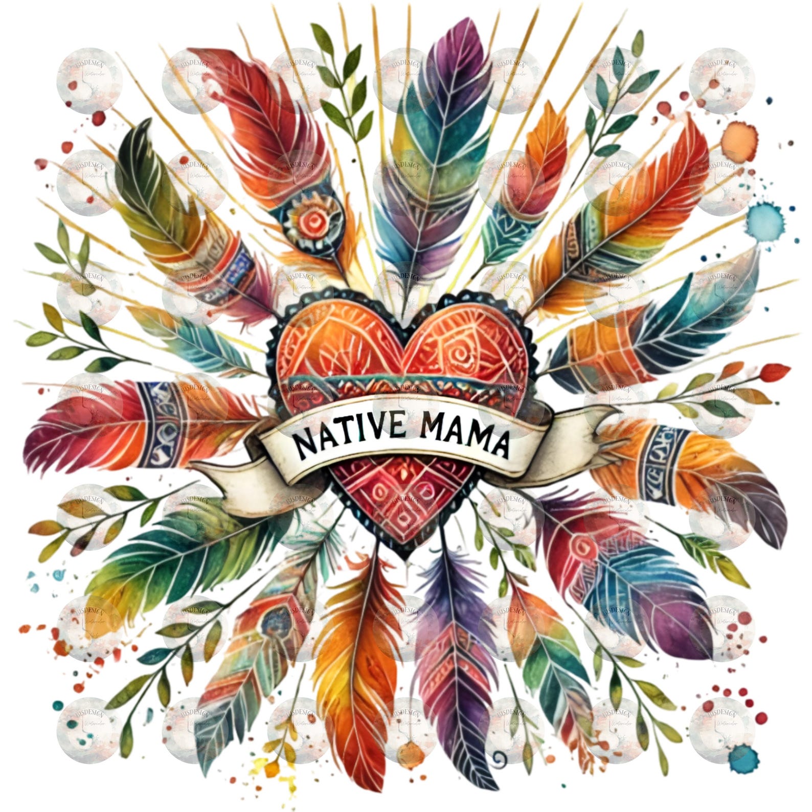 Native Mama PNG Clipart, Indigenous Feather Designs (digital Download ...