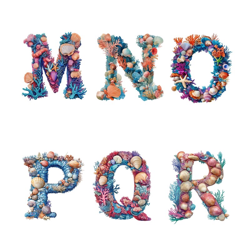 Undersea Watercolor Alphabet Clipart, Ocean Letters (PNG) - Etsy