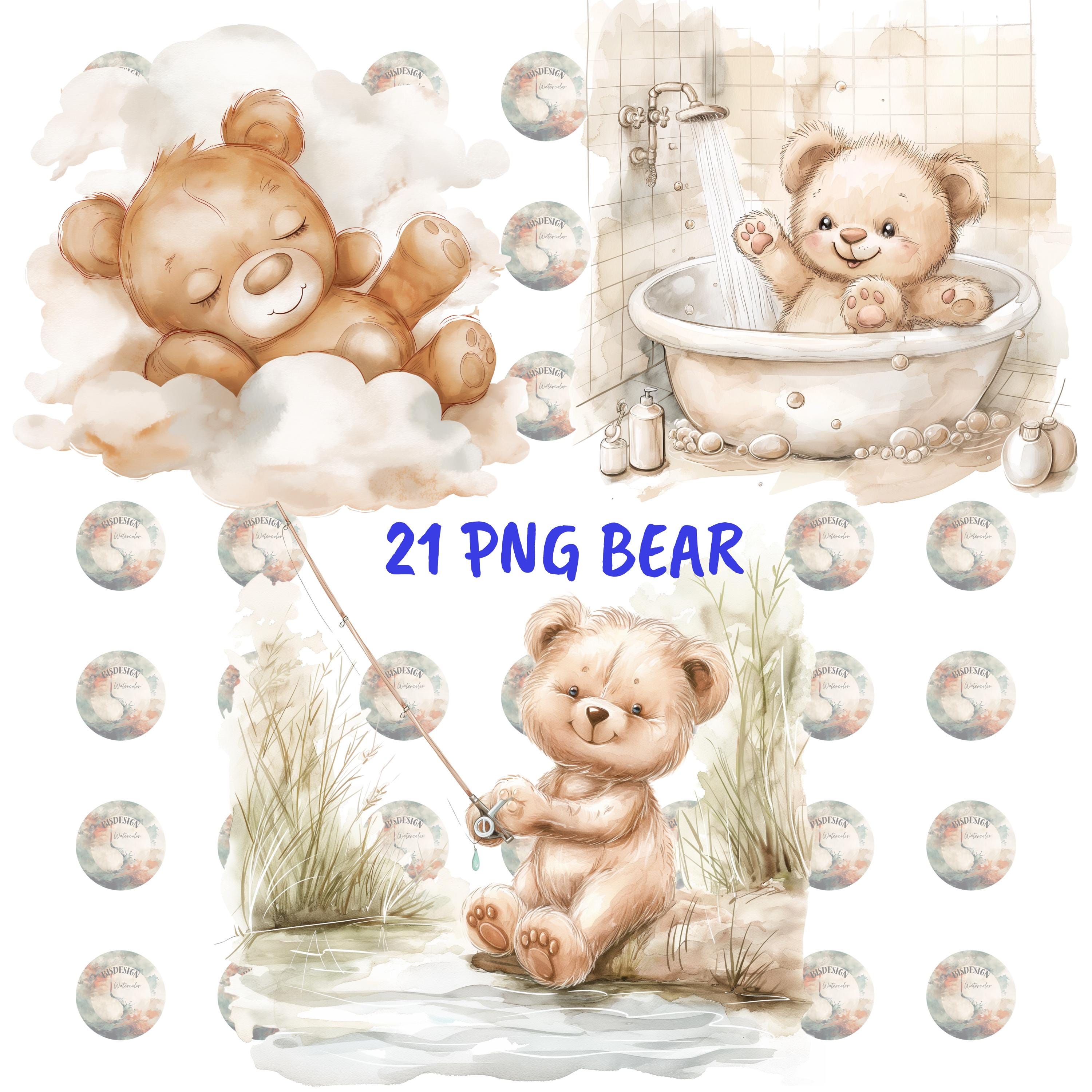 Watercolor Beige Teddy Bear Clipart, Boho Cute Teddy Bear Clipart, Baby ...